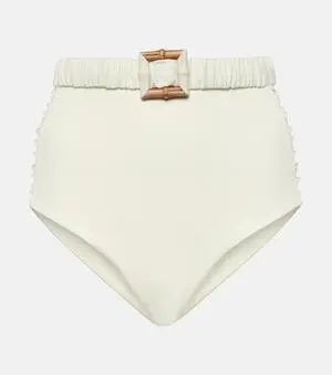 Johanna Ortiz High-rise Bikini Bottoms With Detachable Belt - Beige