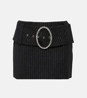 Alessandra Rich Pinstriped Buckled Mini Skirt