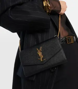 Saint Laurent Uptown Wallet On Chain - Black