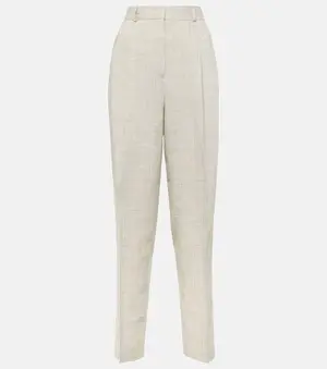 TOTEME Pleated Tailored Straight Leg Trousers In Oat Melange