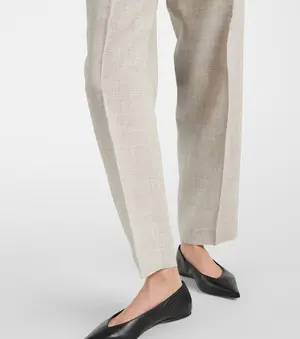 TOTEME Pleated Tailored Straight Leg Trousers In Oat Melange