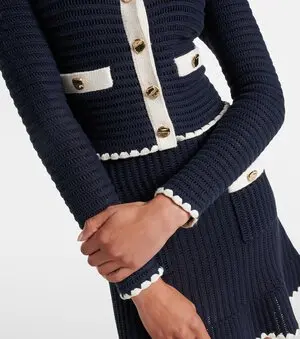 SELF-PORTRAIT Crochet Cardigan With Buttoned Front And Slit Pockets