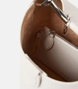 Alaïa Ring Medium Leather Bucket Bag - White