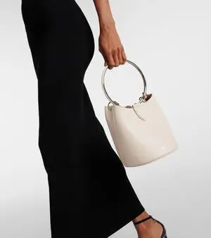 Alaïa Ring Medium Leather Bucket Bag - White