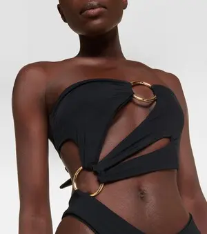 LOUISA BALLOU Strapless Cut Out Swimsuit