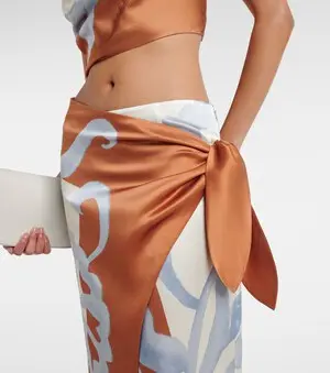 SIR. Sorrento Printed Silk Wrap Skirt