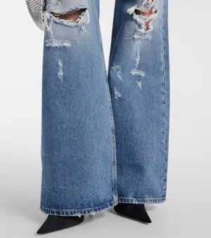 Rabanne Distressed High-rise Wide-leg Jeans