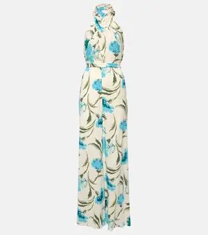 Diane Von Furstenberg Cort Floral Halterneck Jumpsuit - Multicoloured
