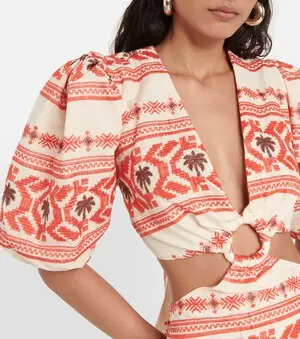 Johanna Ortiz Cutout Printed Mini Dress