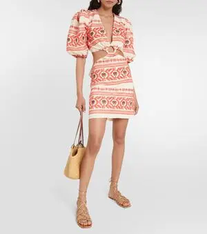 Johanna Ortiz Cutout Printed Mini Dress