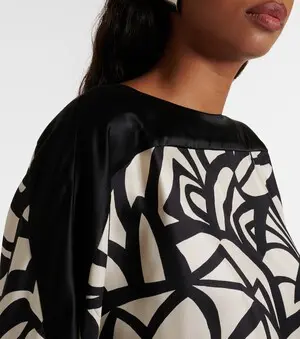Max Mara Quaglia Printed Silk Satin Top
