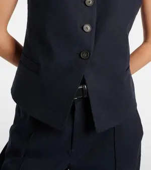 Vince Linen Blend Vest - Blue