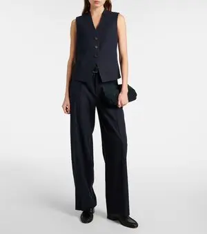 Vince Linen Blend Vest - Blue