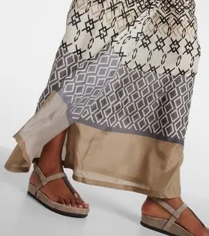 Brunello Cucinelli Printed Silk Halterneck Maxi Dress