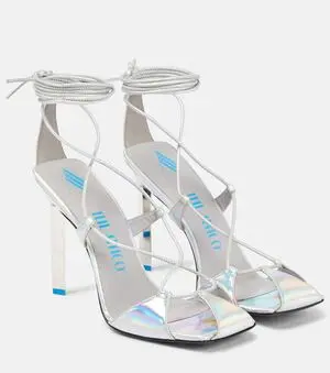 Attico Adele Metallic Leather Sandals - Silver