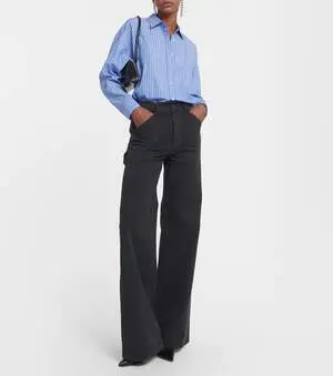 NILI LOTAN Quentin Twill Wide-leg Pants - Grey