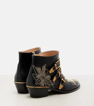 Chloé Susanna Studded Leather Ankle Boots - Black