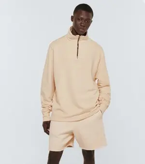 LES TIEN Cotton Jersey Half-zip Sweatshirt - Neutrals