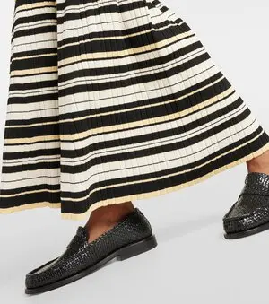GANNI Ribbed-knit Striped Midi Skirt