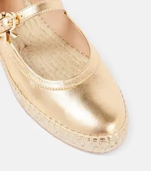 GIANVITO ROSSI Elda Metallic Leather Espadrilles - Gold
