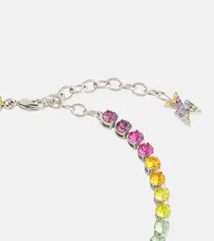 Amina Muaddi Tennis Embellished Anklet With Crystals