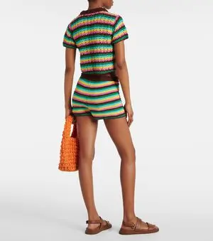 Anna Kosturova Striped Crochet Cotton Shorts - Multicoloured