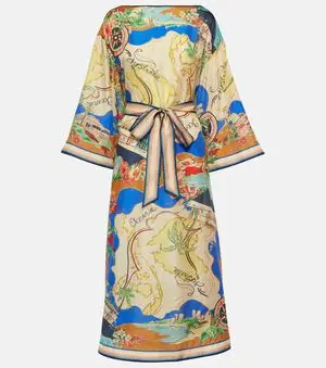 Zimmermann Alight Printed Silk Midi Dress