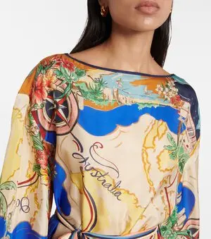 Zimmermann Alight Printed Silk Midi Dress