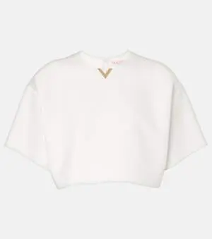Valentino Garavani V-gold Cotton Gabardine Cropped Top