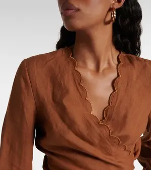 ERES Scalloped Linen Wrap Top