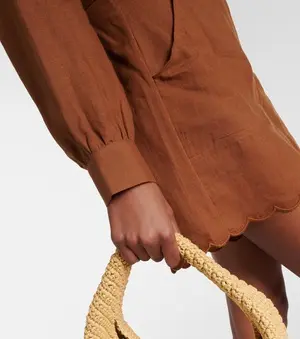ERES Scalloped Linen Wrap Top