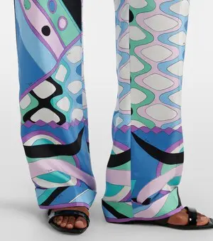 Emilio Pucci Vivara Mid-rise Silk Wide-leg Pants