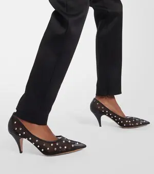 Khaite River Embellished Leather-trimmed Pumps