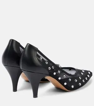 Khaite River Embellished Leather-trimmed Pumps