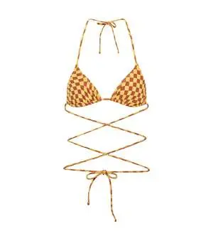 TROPIC OF C Praia Checked Tie-around Bikini Top - Multicoloured