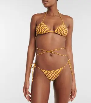TROPIC OF C Praia Checked Tie-around Bikini Top