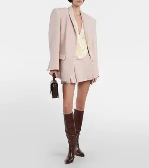 THE MANNEI Bran Pleated Wool-blend Miniskirt