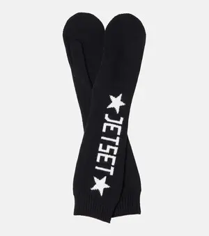 JETSET Logo Virgin Wool Mittens - Black
