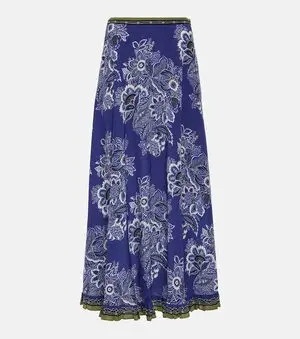 Etro Floral Silk Maxi Skirt - Blue