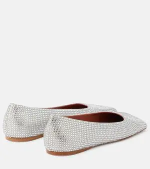 Amina Muaddi Embellished Suede Ballet Flats
