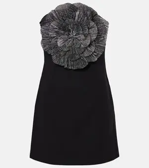 Rebecca Vallance Lumi Floral Appliqué Lame Mini Dress - Black