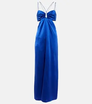 FRAME Cutout Silk-blend Maxi Dress - Blue