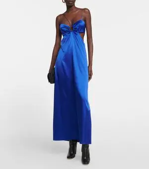 FRAME Cutout Silk-blend Maxi Dress