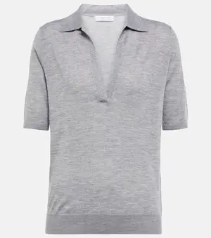 Gabriela Hearst Frank Cashmere And Silk Polo Shirt - Grey