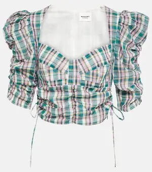 MARANT ETOILE Galaor Checked Cotton Crop Top