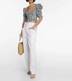 MARANT ETOILE Galaor Checked Cotton Crop Top
