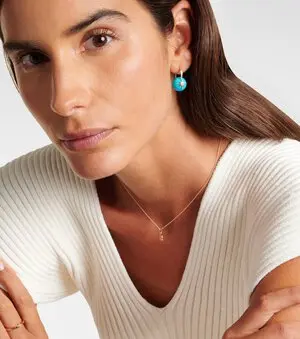 SYDNEY EVAN Starburst Turquoise And Diamond Drop Earrings In 14kt Yellow Gold - Multicoloured