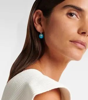 SYDNEY EVAN Starburst Turquoise And Diamond Drop Earrings In 14kt Yellow Gold - Multicoloured