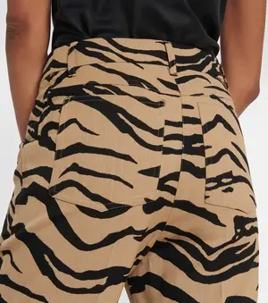 Stella McCartney Tiger-print Wool-blend Flared Trousers