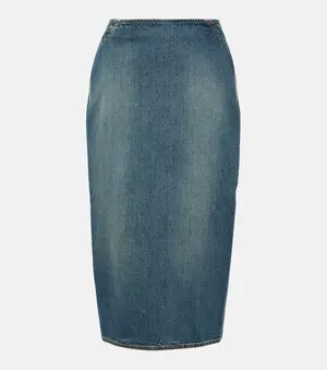 Alaïa Denim Pencil Skirt - Blue